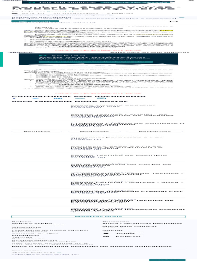 Bombeiro CLCB OU AVCB - MODELO DE ORÇAMENTO PDF | PDF