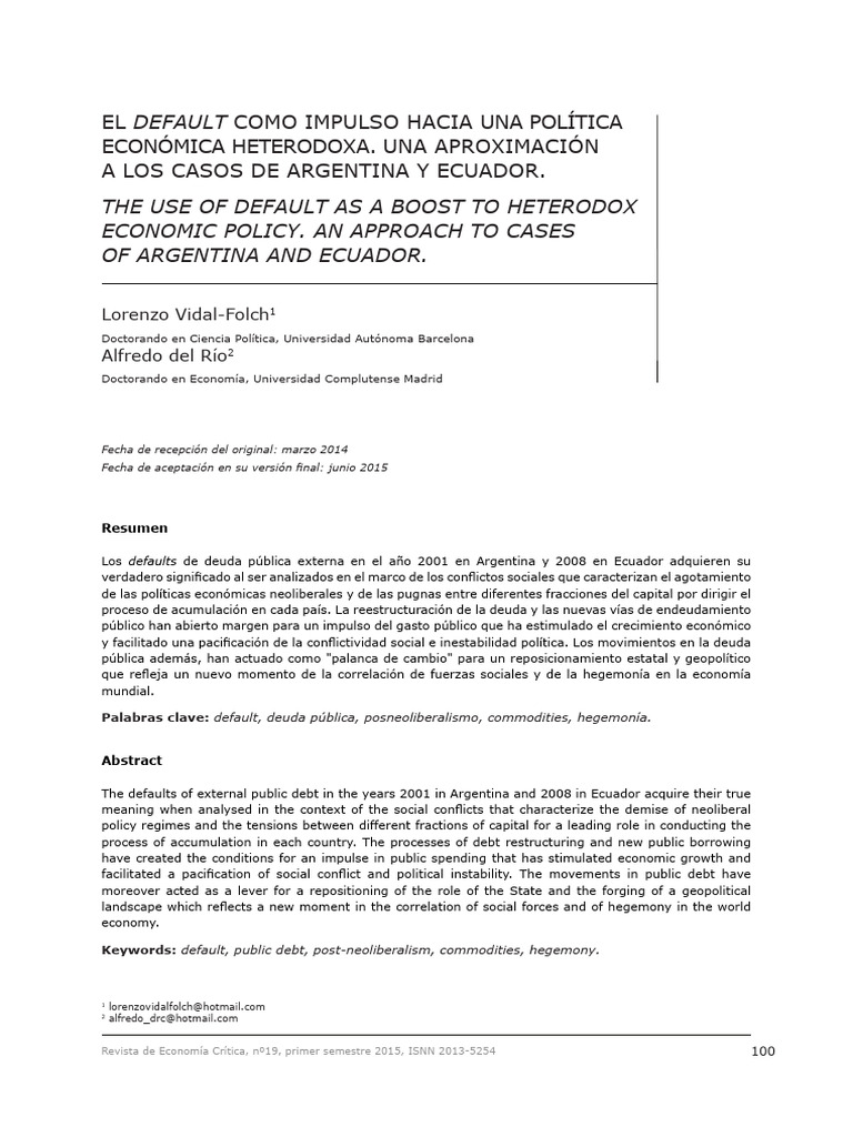 VidalFolch Delrio - El Default Como Impulso | PDF