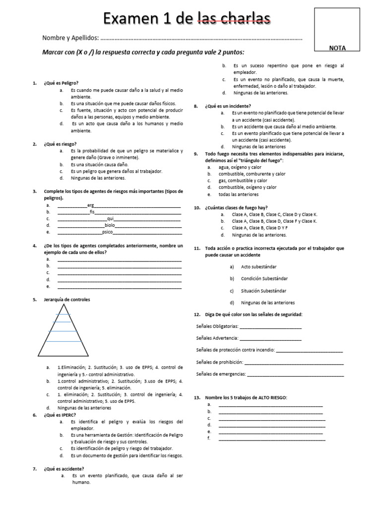 Examen Charla 1 | PDF