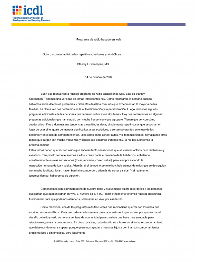Scripting, Echolalia, Repetitive, Verbal, & Symbolic Activities | PDF ...