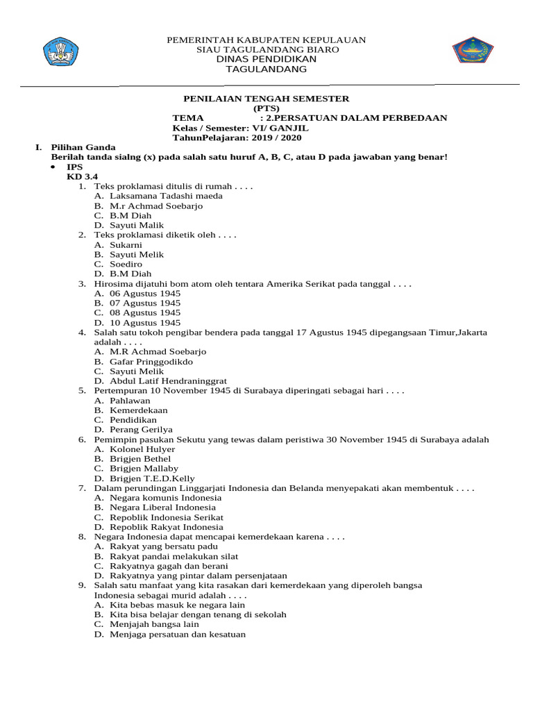 F.4 Master Soal Tema 2 Kls 6 | PDF