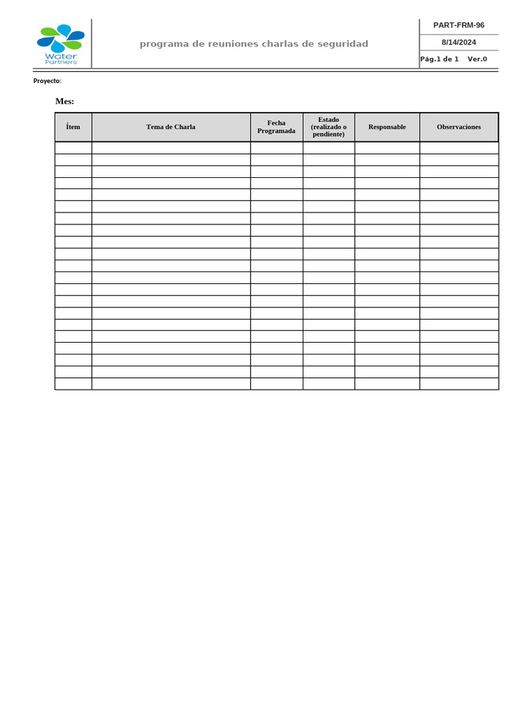 Programa de Reuniones Charlas de Seguridad | PDF