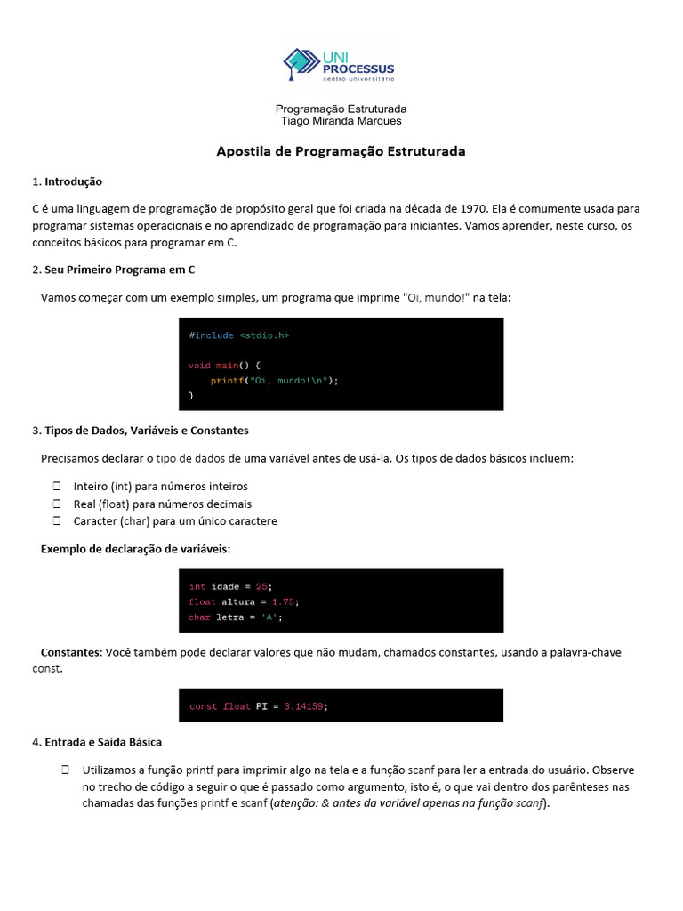 Programac - A - o Estruturada Apostila Versa - o Final | PDF