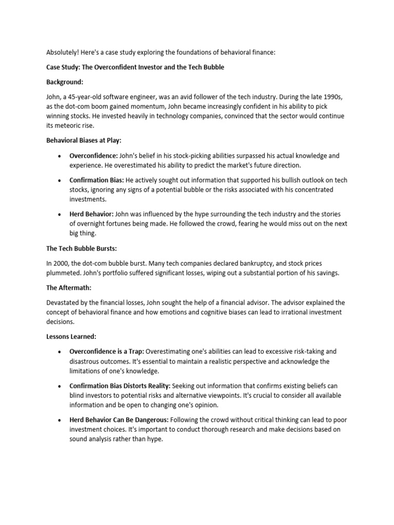 CASE STUDY - Foundations of Behavioral Finance | PDF