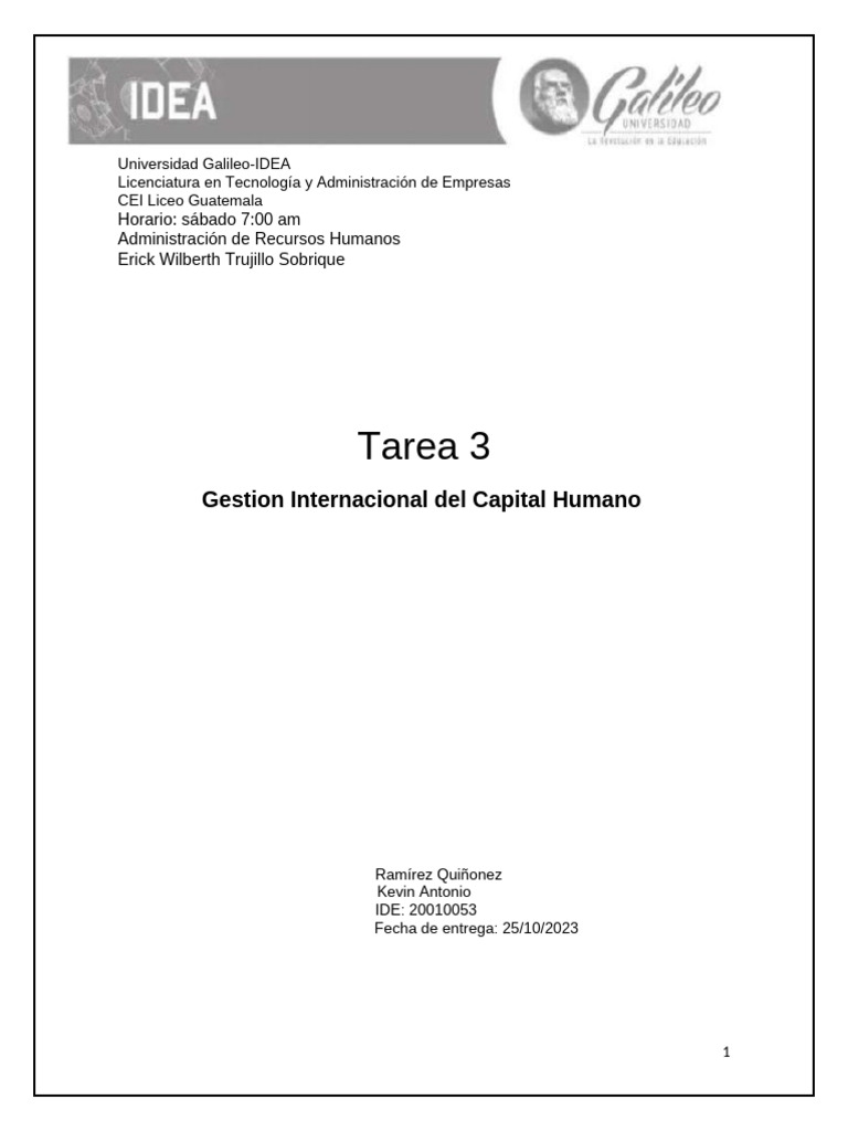 Tarea Cap 3 RRHH | PDF