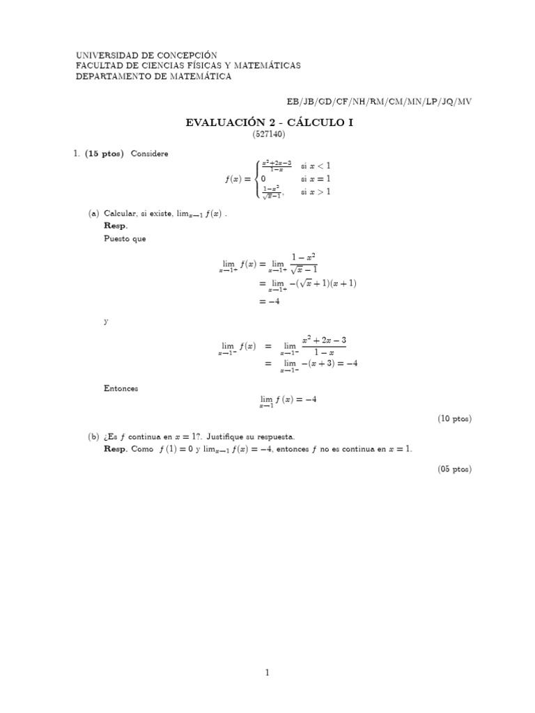Pauta Eval 2-Calculo 1 | PDF