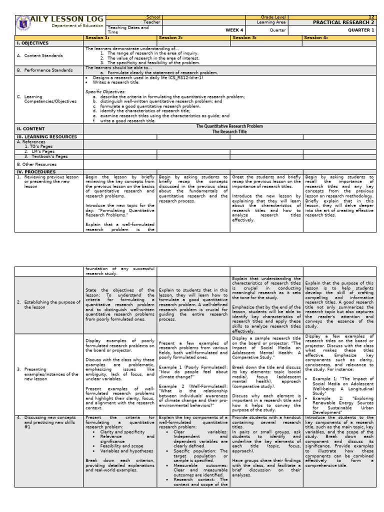 Practical Research 1 Quarter 1 Week 4 | PDF