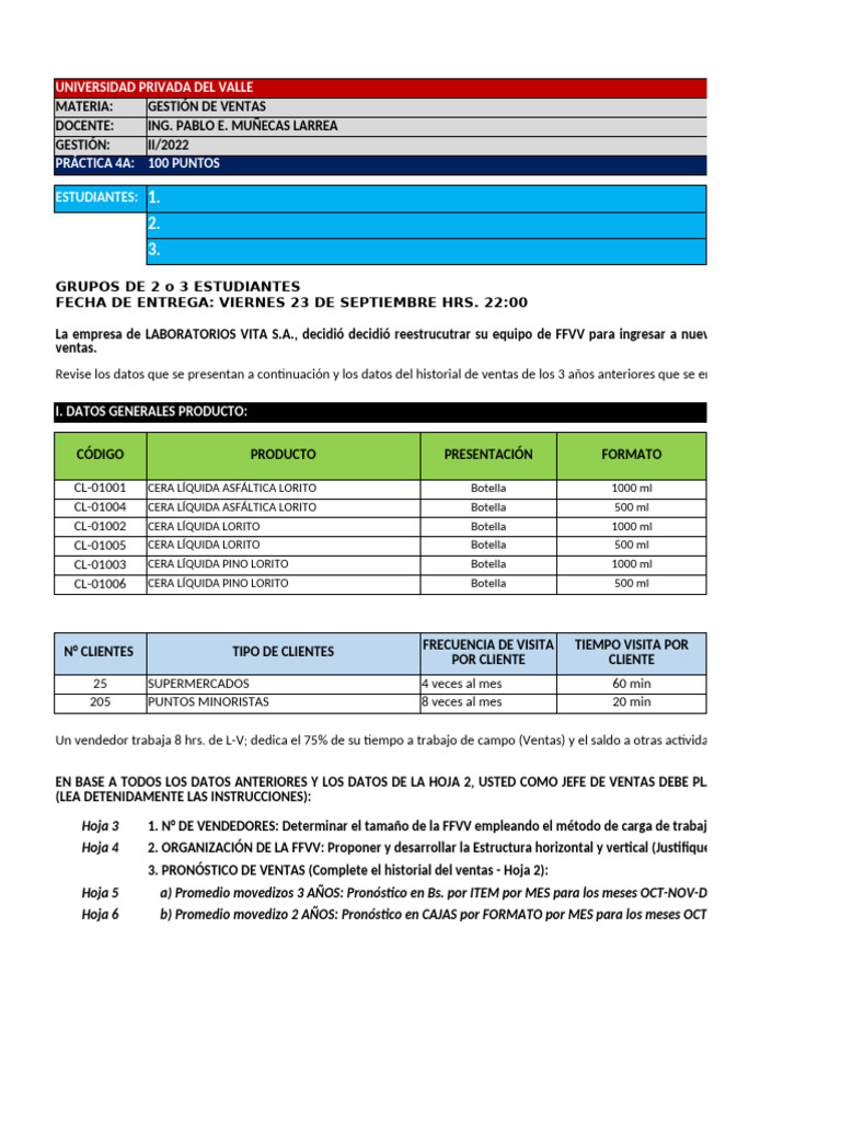 Práctica 4a - Pronósticos (I) Gestión de Ventas | PDF