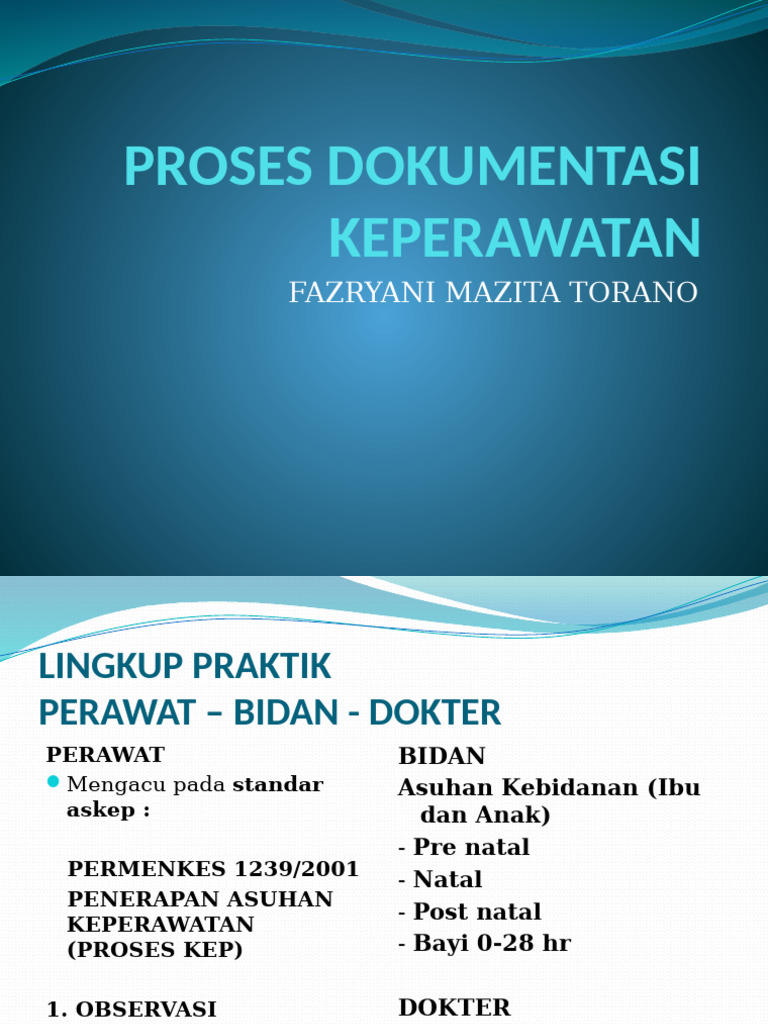 Proses Dokumentasi KEPERAWATAN | PDF