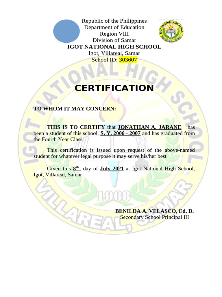 Certificate of Graduation | PDF