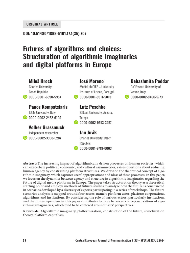 Futures of Algorithms and Choices | PDF