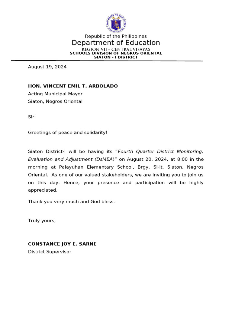 Invitation Letter For Stakeholder | PDF