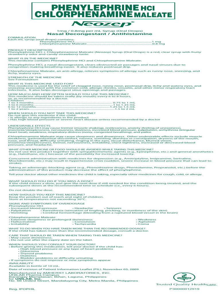 Neozep Oral Drops | PDF