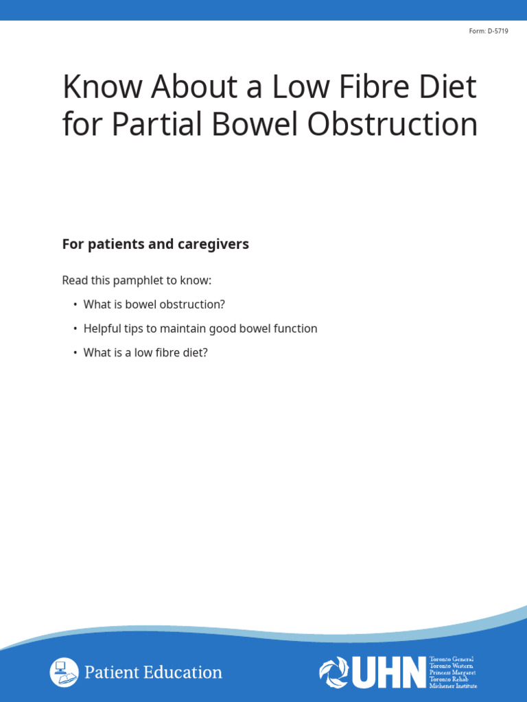 Low Fibre Diet Partial Bowel Obstruction | PDF