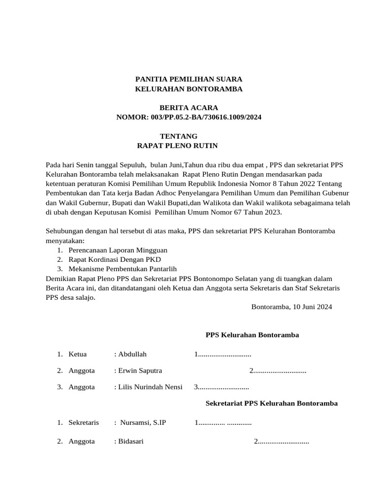 BA Pleno Mingguan | PDF