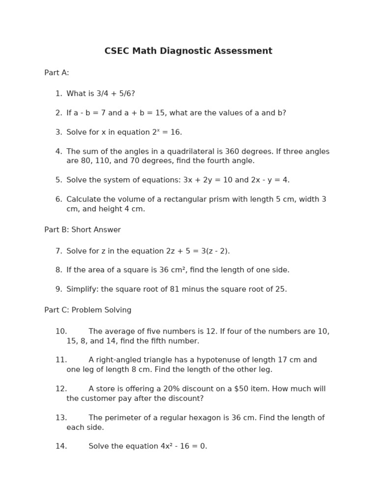 Assessment - CSEC | PDF
