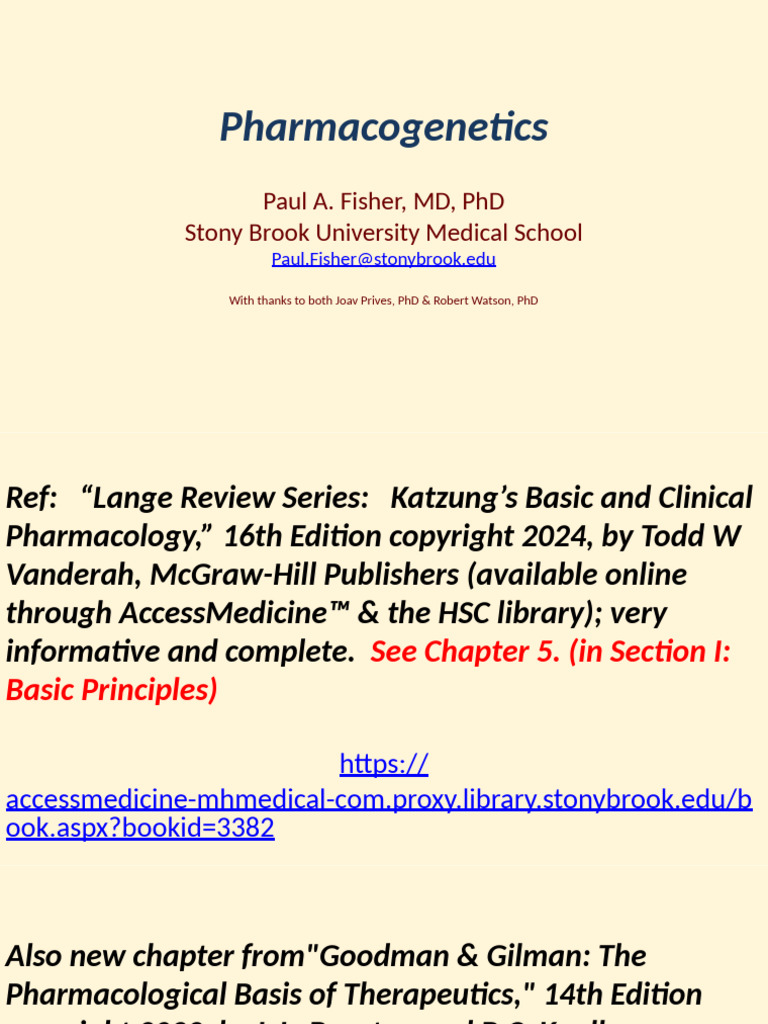 Pharmacogenetics Lecture - Dental Pharm AY 2024-25 (PF) | PDF