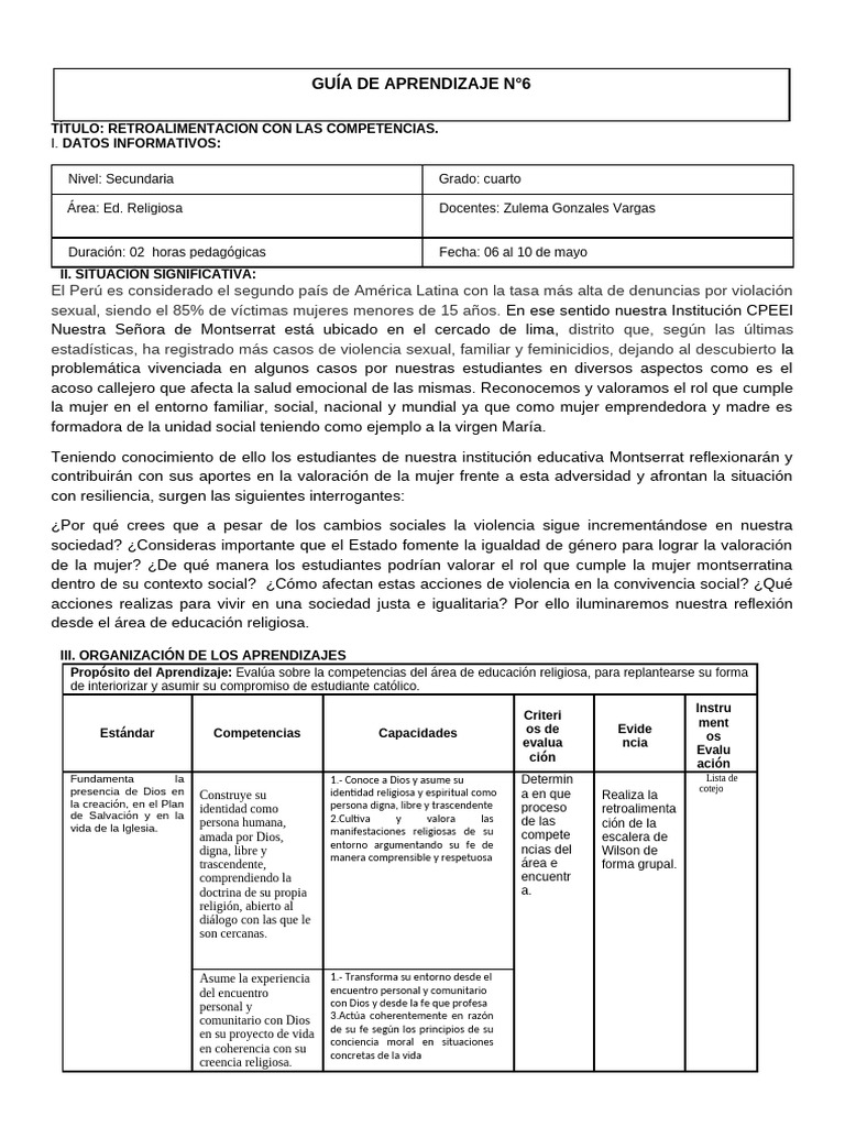 Guia - N 6 - Cuarto | PDF