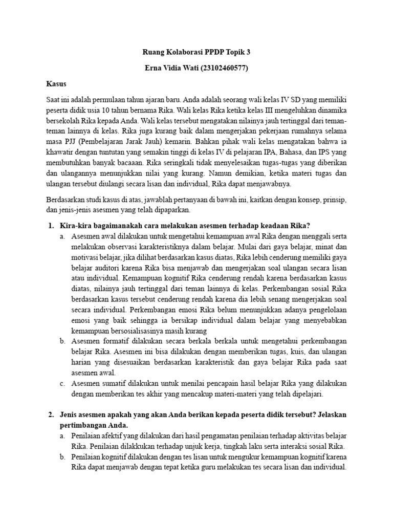 Ruang Kolaborasi PPDP Topik 3 - Erna Vidia Wati | PDF