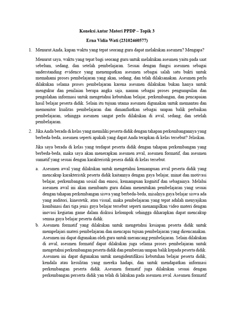 Koneksi Antar Materi PPDP Topik 3 - Erna Vidia Wati | PDF