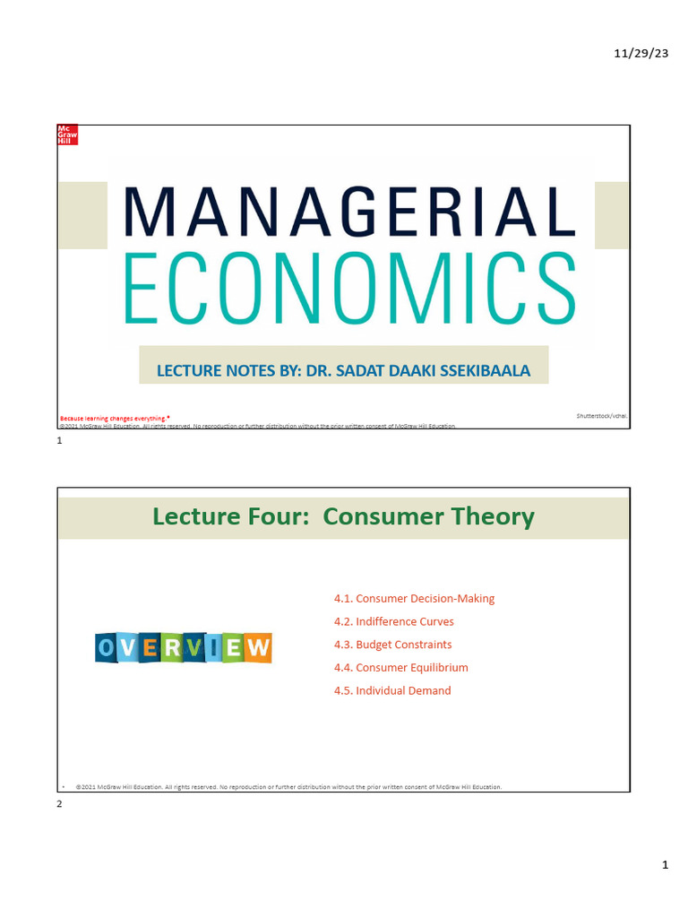 LECTURE 6-7 - Consumer Theory | PDF | Utility | Consumer Behaviour