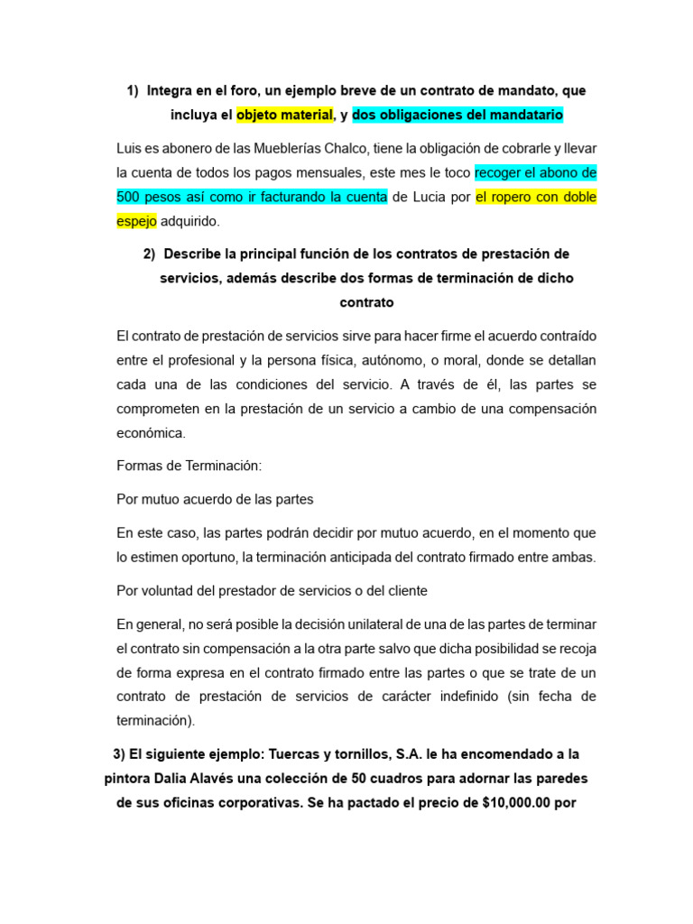 Ejemplos de Contratos y Obligaciones | PDF | Ley común | Derecho