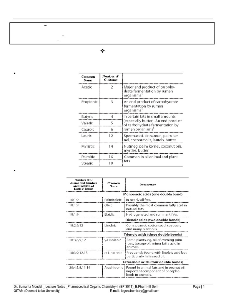LectureNotes BPharmIIISem PCISyllabus UNITII FatsandOils | PDF