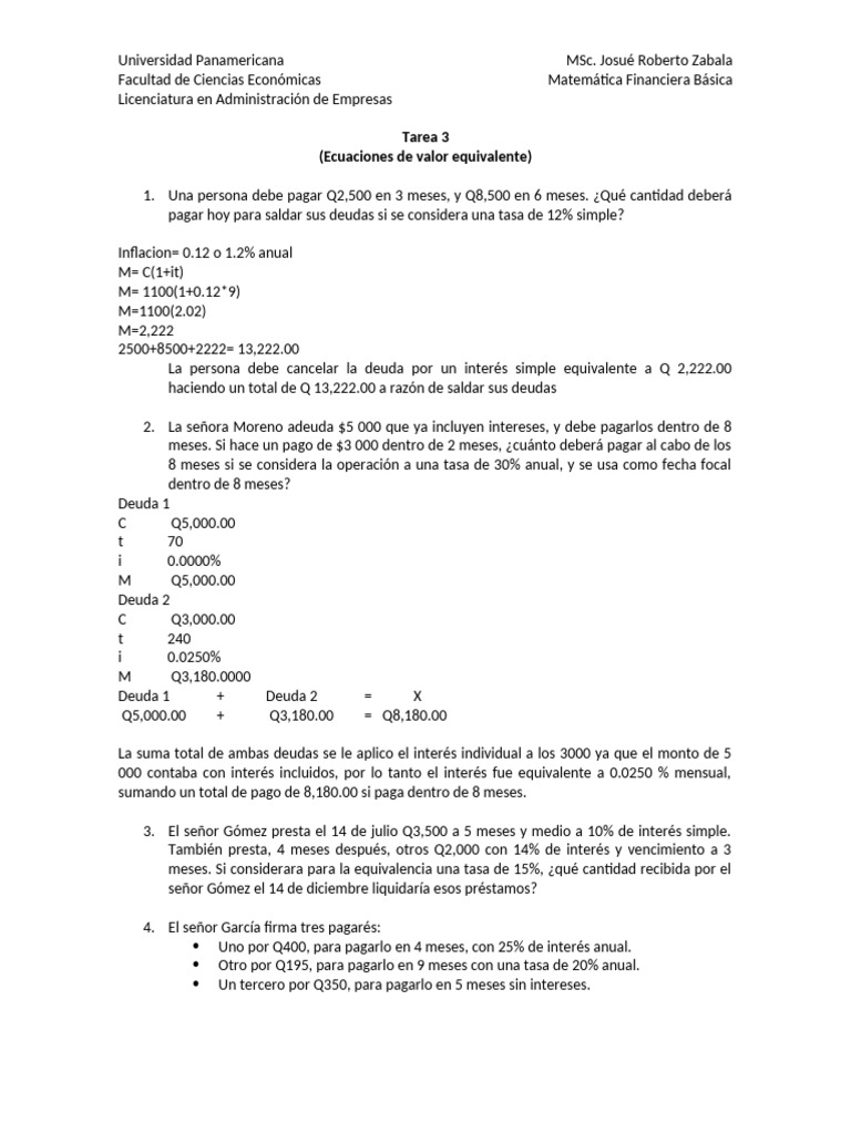 Tarea 3 Mate Financiera | PDF