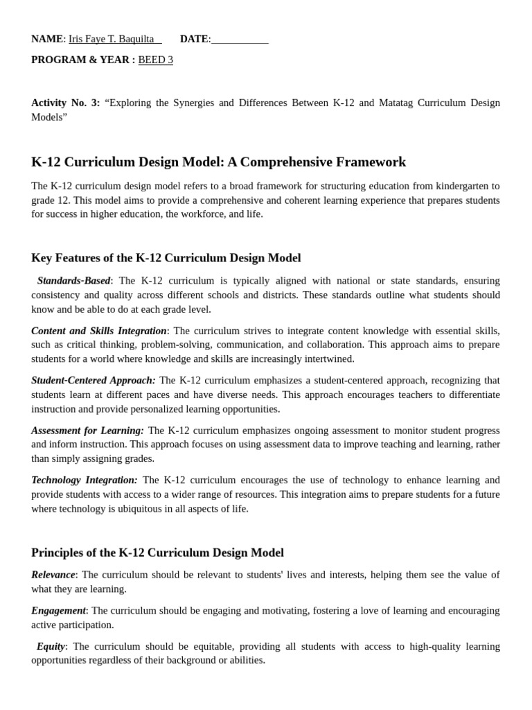 PED 7 Activity 3 | PDF | Curriculum | Business