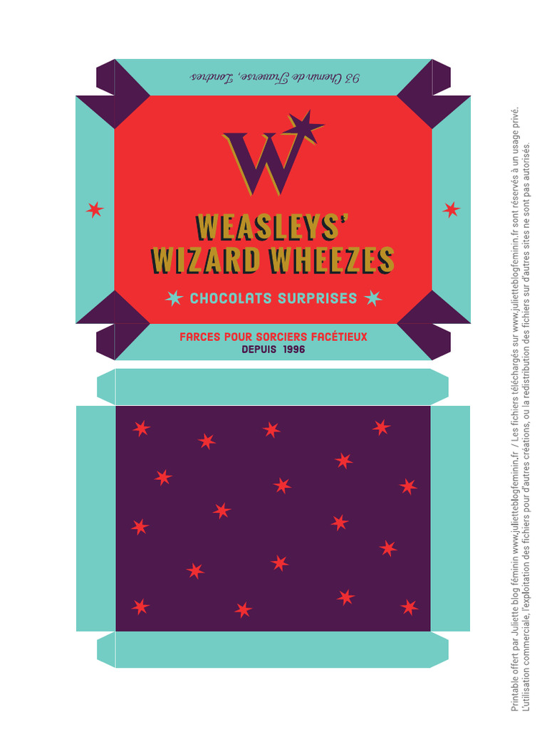 Printable Boite de Chocolats Weasley Harry Potter Juliette Blog Féminin ...