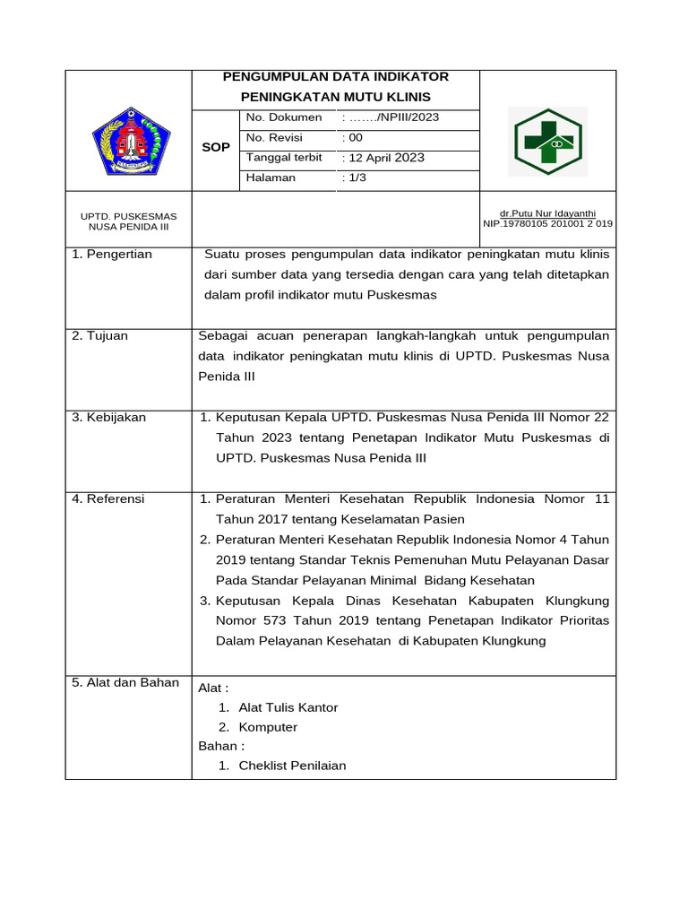 Sop Pengumpulan Data | PDF