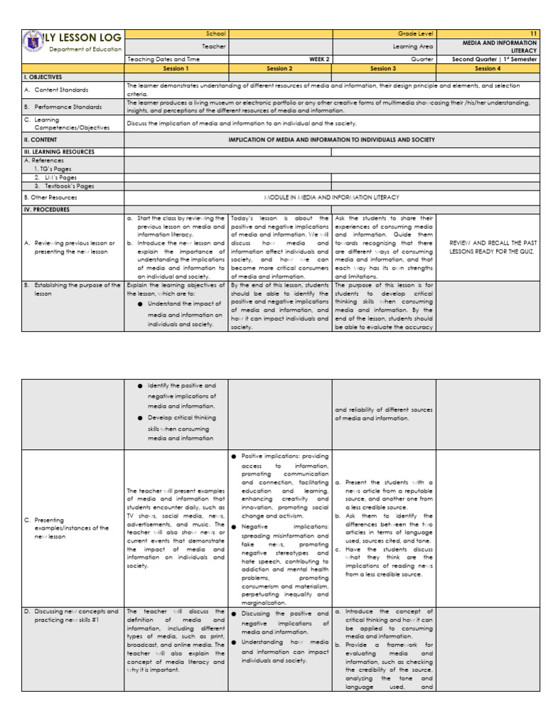 DLL MIL QUARTER 2 WEEK 2 | PDF