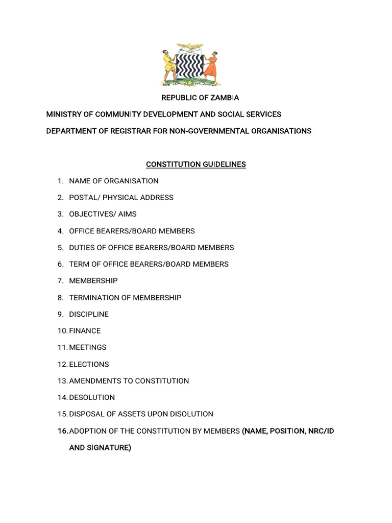NGO Constitution Guidelines | PDF