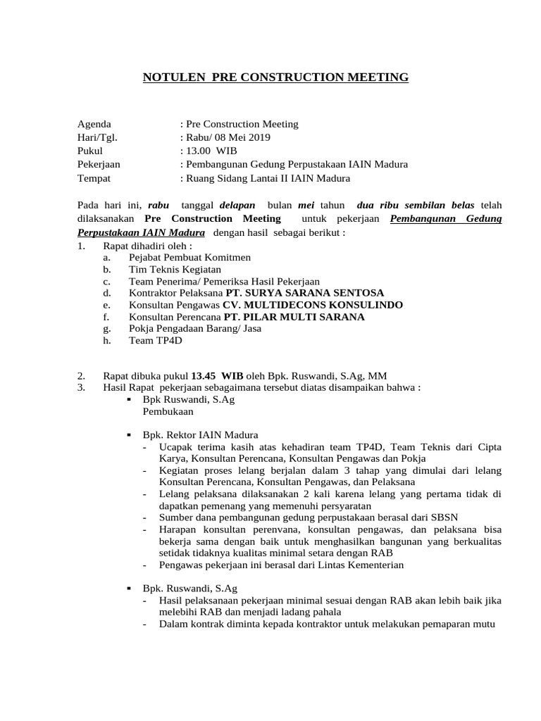 BA Dan Notulen PCM | PDF