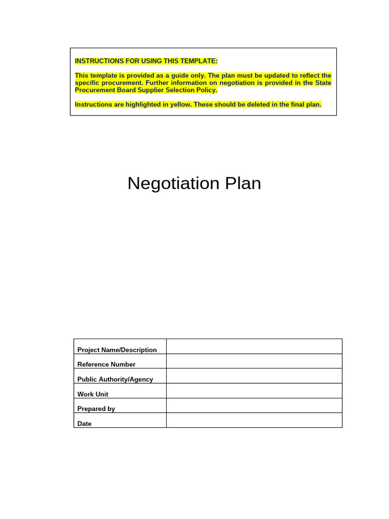 Negotiation Plan Template v1.2 December 2016 | PDF | Negotiation | Conflict Of Interest