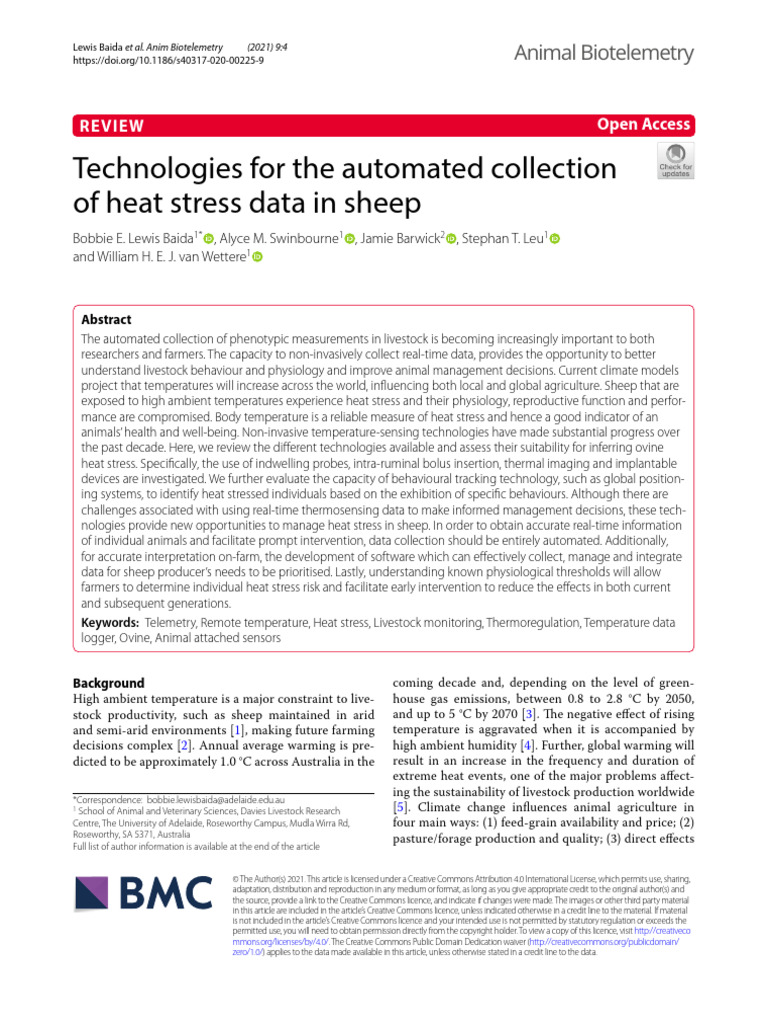 Technologies For The Automated Collection of Heat Strees Data in Sheep ...