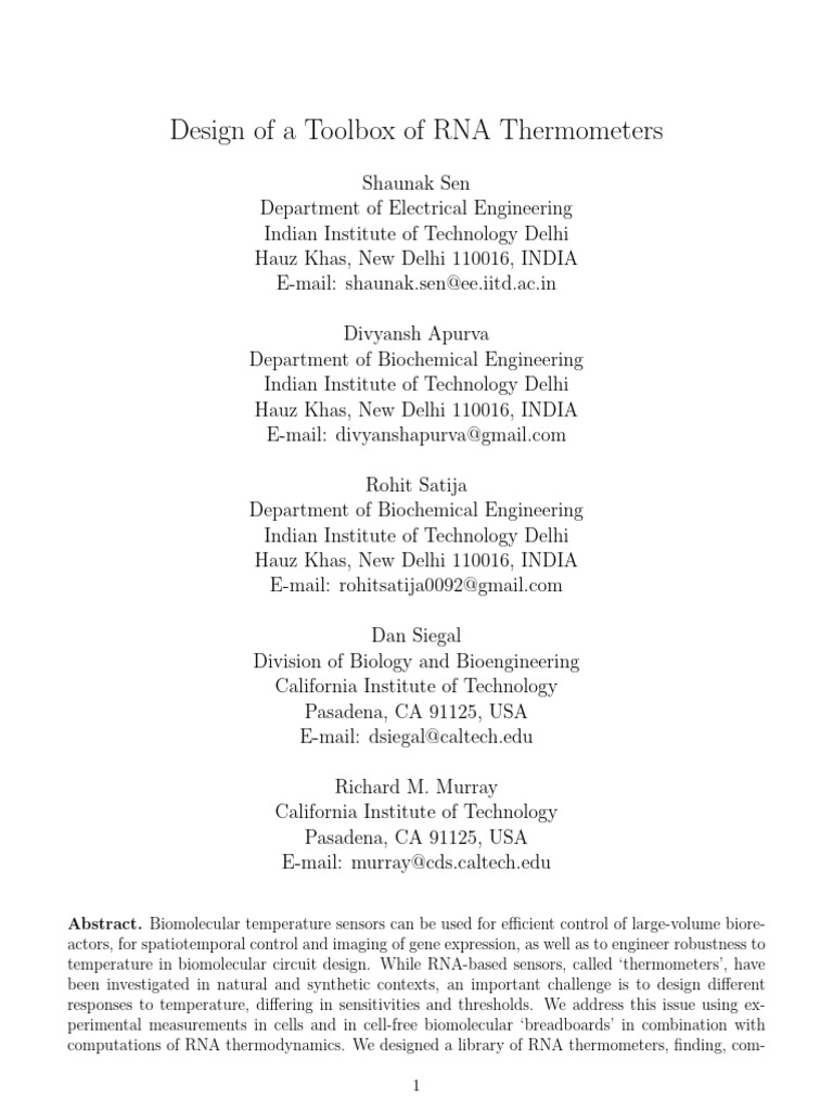 Toolbox RNA Thermometers | PDF