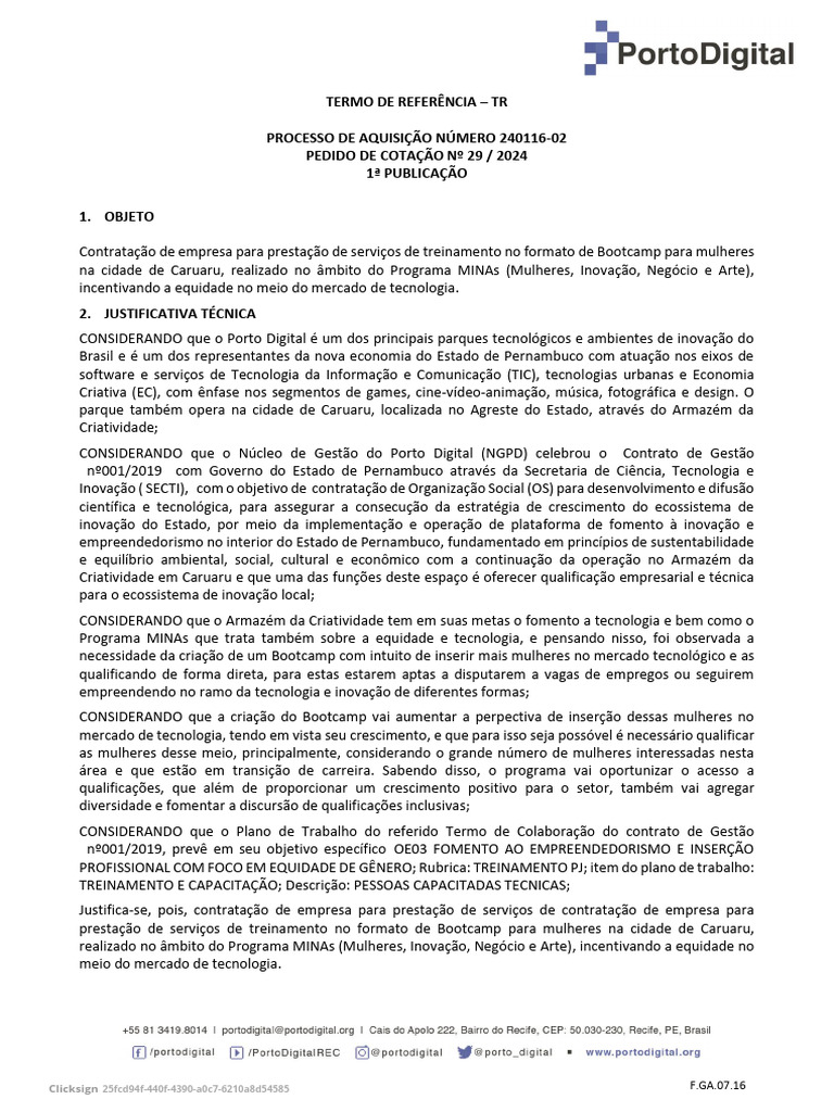 2 - Termo de Referencia - 240116-02 - Clicksign | PDF