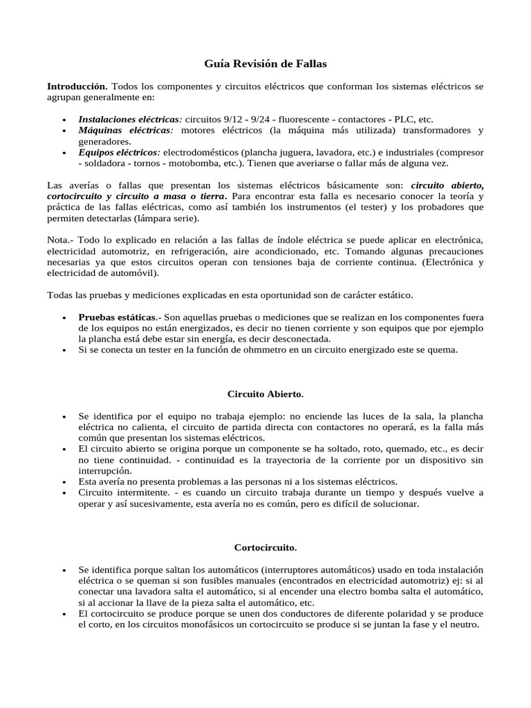Guía Revisión de Fallas | PDF