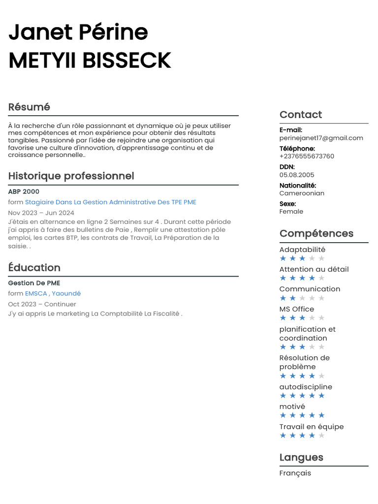 Janet Périne Resume 184 | PDF