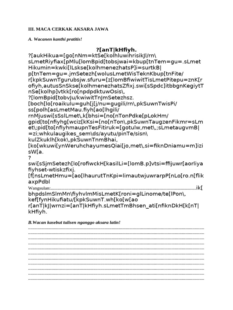 Latihan Maca Cerkak JW | PDF