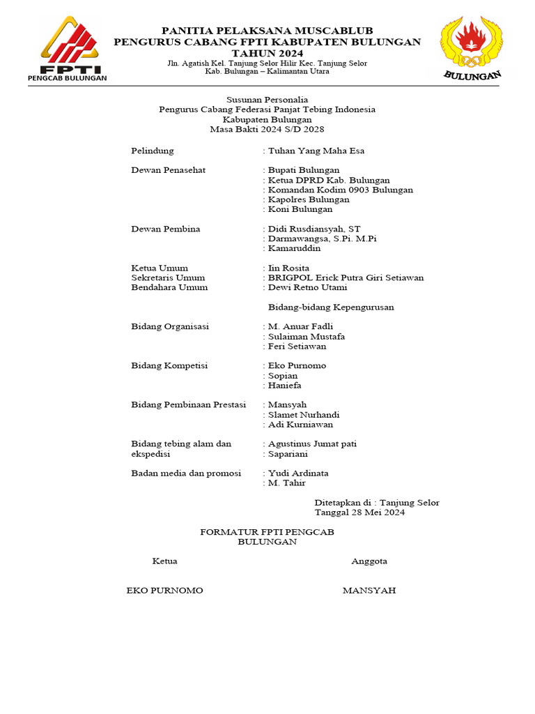 Draft Susunan Pengurus | PDF