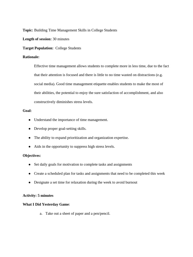 Time Management Module | PDF