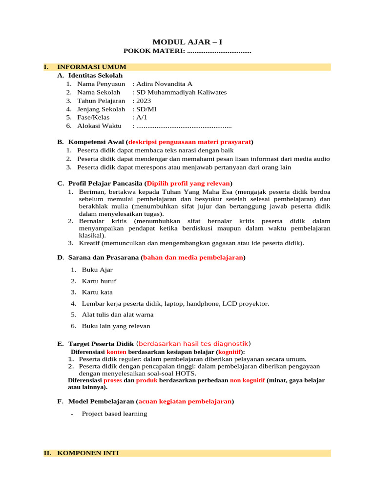 Modul Ajar Lokakarya | PDF