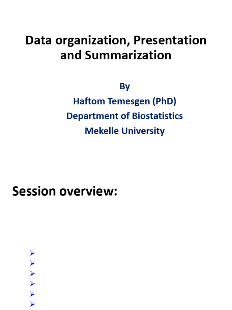 Lecture 2 - Data Organization, Presentation and Summarization | PDF