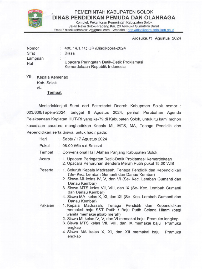 Undangan Hut Ri Yang Ke 79 Untuk Kemenag Pdf
