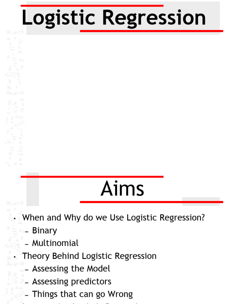 Lecture 10.0 Final Logistic Regression | PDF Lecture 10.0 Final Logistic Regression | PDF