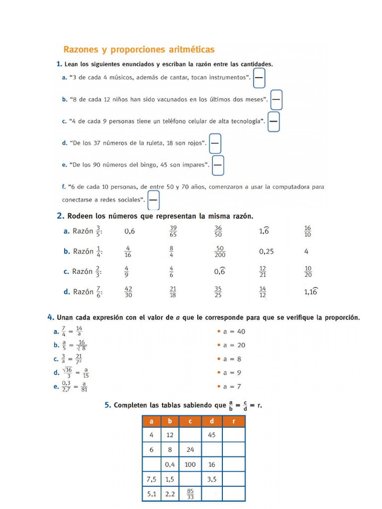 Pr-Ctica 16 - Razones y Proporciones | PDF