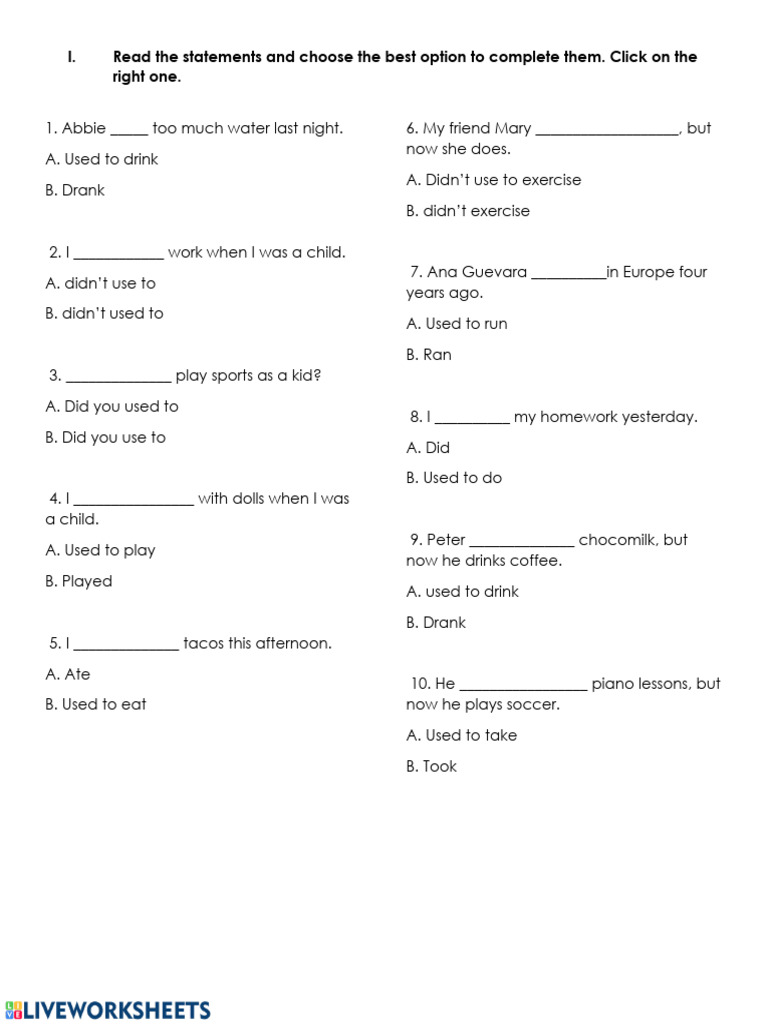 Used To vs. Past Simple | PDF