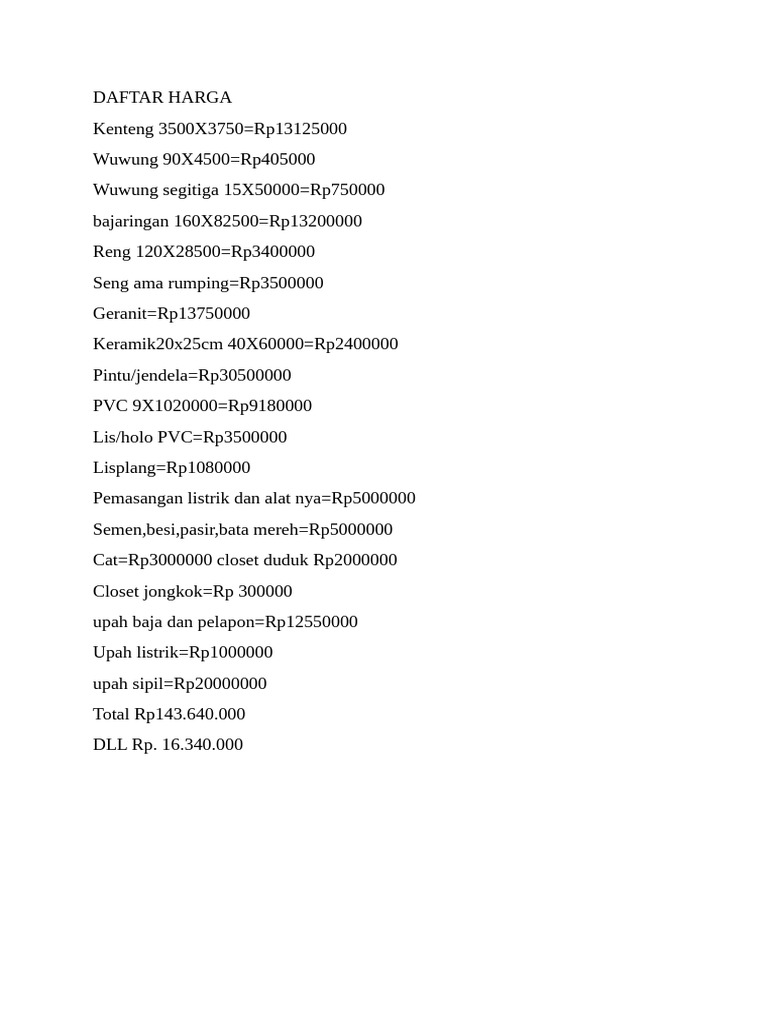 DAFTAR HARGA | PDF DAFTAR HARGA | PDF